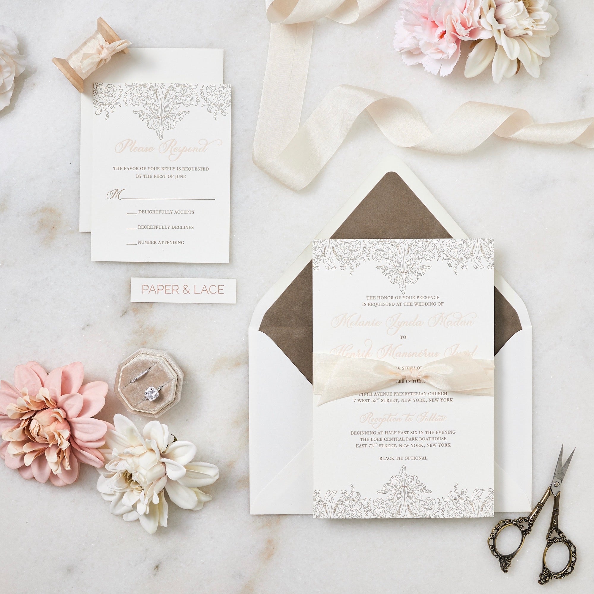 Melanie Letterpressed Invitation – PAPER & LACE