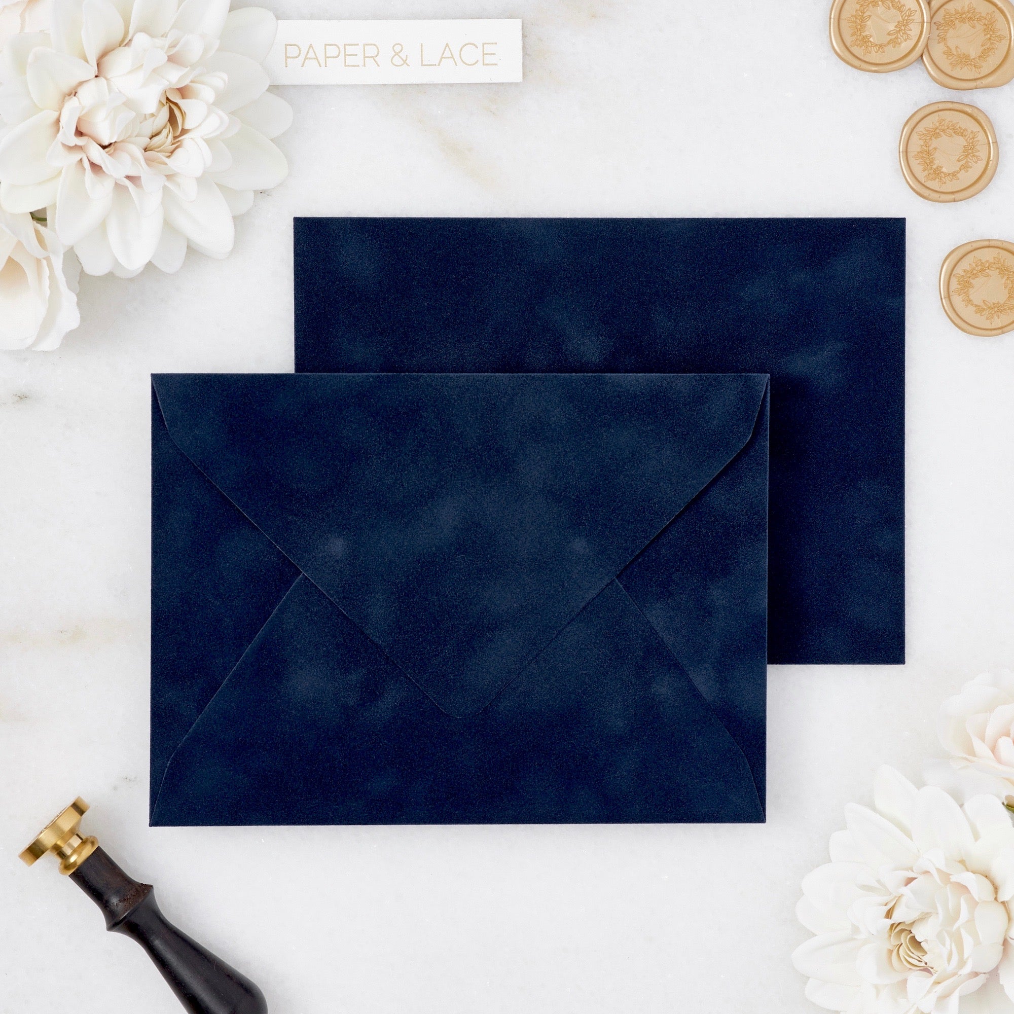 Navy Velvet Envelope – PAPER & LACE